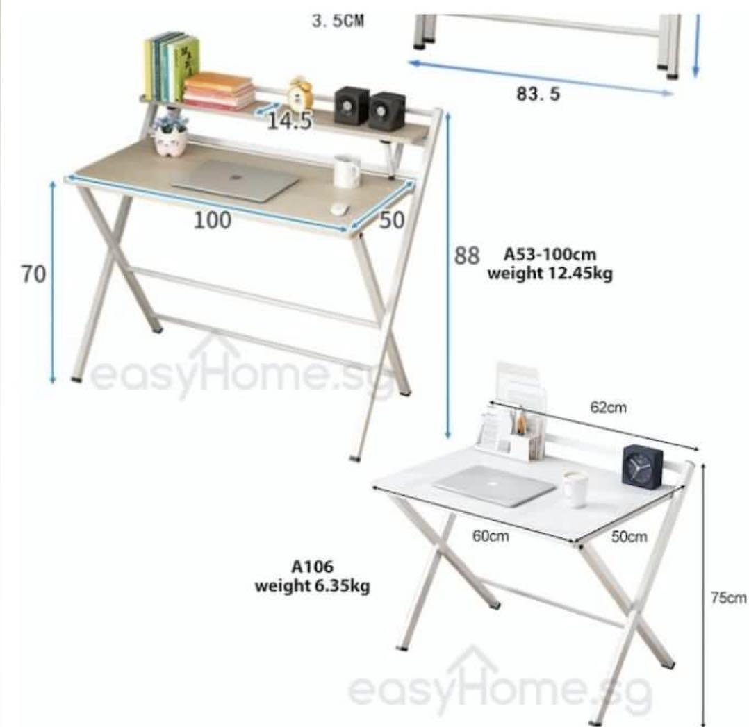 HOT 20% Price Drop: Sturdy Foldable Study Table (With shelf): 100cm x ...