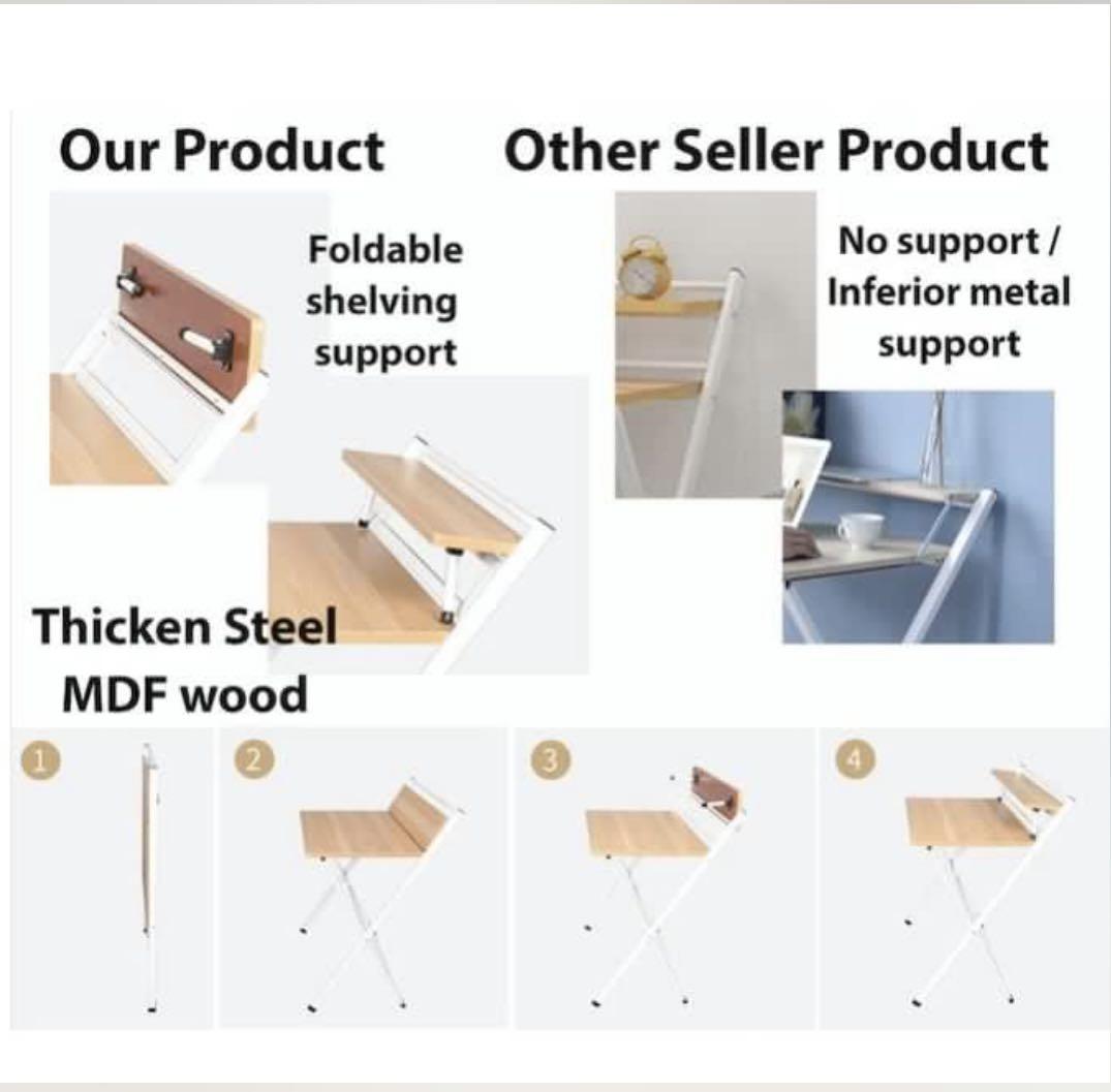 HOT 20% Price Drop: Sturdy Foldable Study Table (With shelf): 100cm x ...