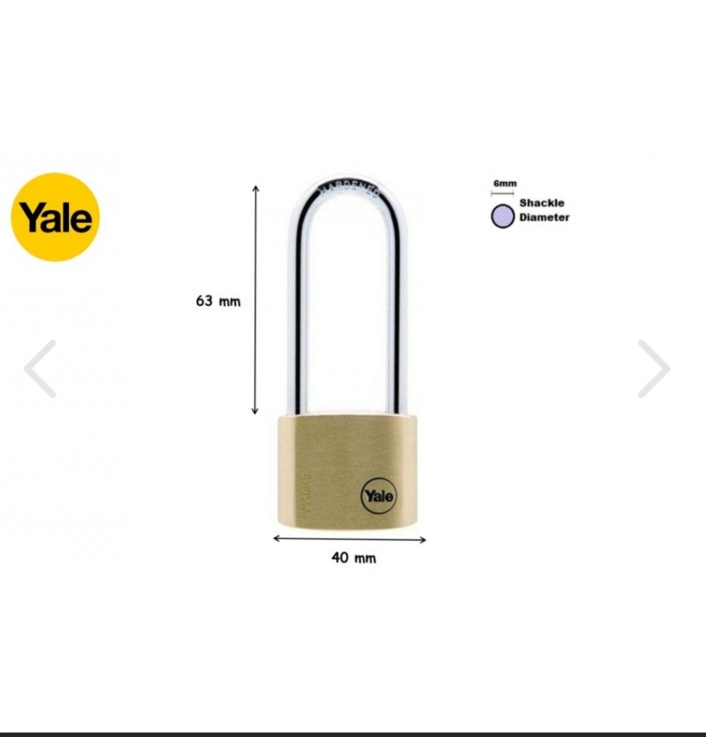 Yale Solid Brass Padlock Long Shackle 40mm Y125/40/163/1, Furniture ...
