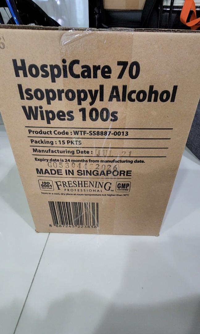 1 box Hospicare 70 isopropyl alcohol 70% wipes 100S 15 pkts, Beauty ...