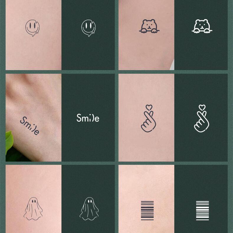 75 Kinds of Cute Tattoo Stickers Bear Star Smiley Face English ...