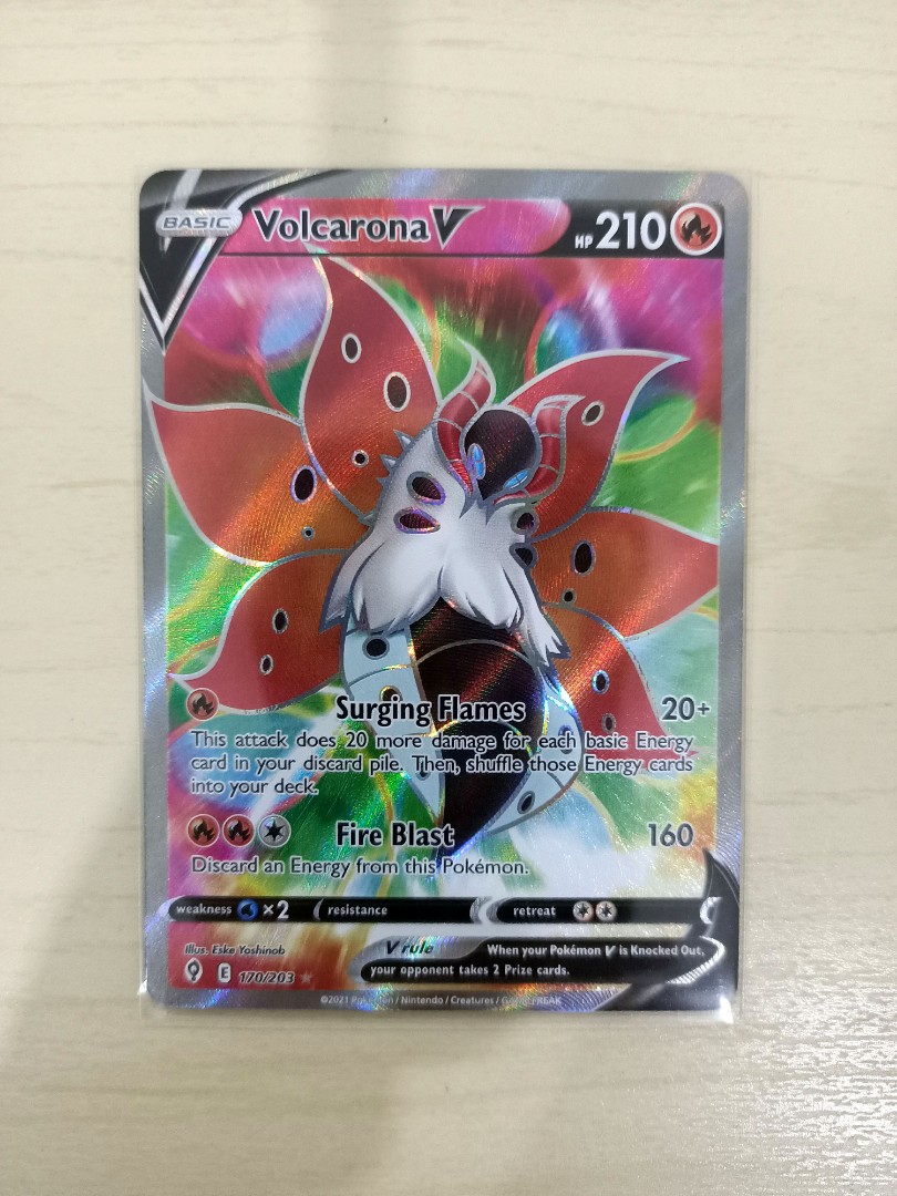 [ POKÉMON EVOLVING SKIES ] Volcarona V Full Art 170/203, Hobbies & Toys ...