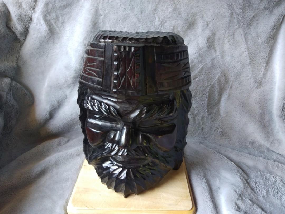 AINU (INDIGENOUS PEOPLE OF JAPAN) MASK - DECORATIVE WOOD CARVE DISPLAY ...