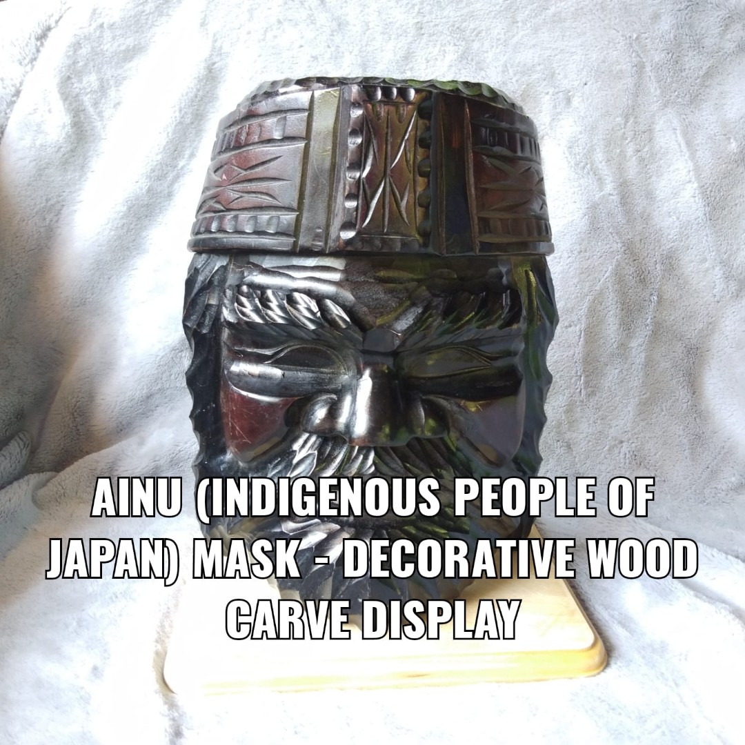 AINU (INDIGENOUS PEOPLE OF JAPAN) MASK - DECORATIVE WOOD CARVE DISPLAY ...