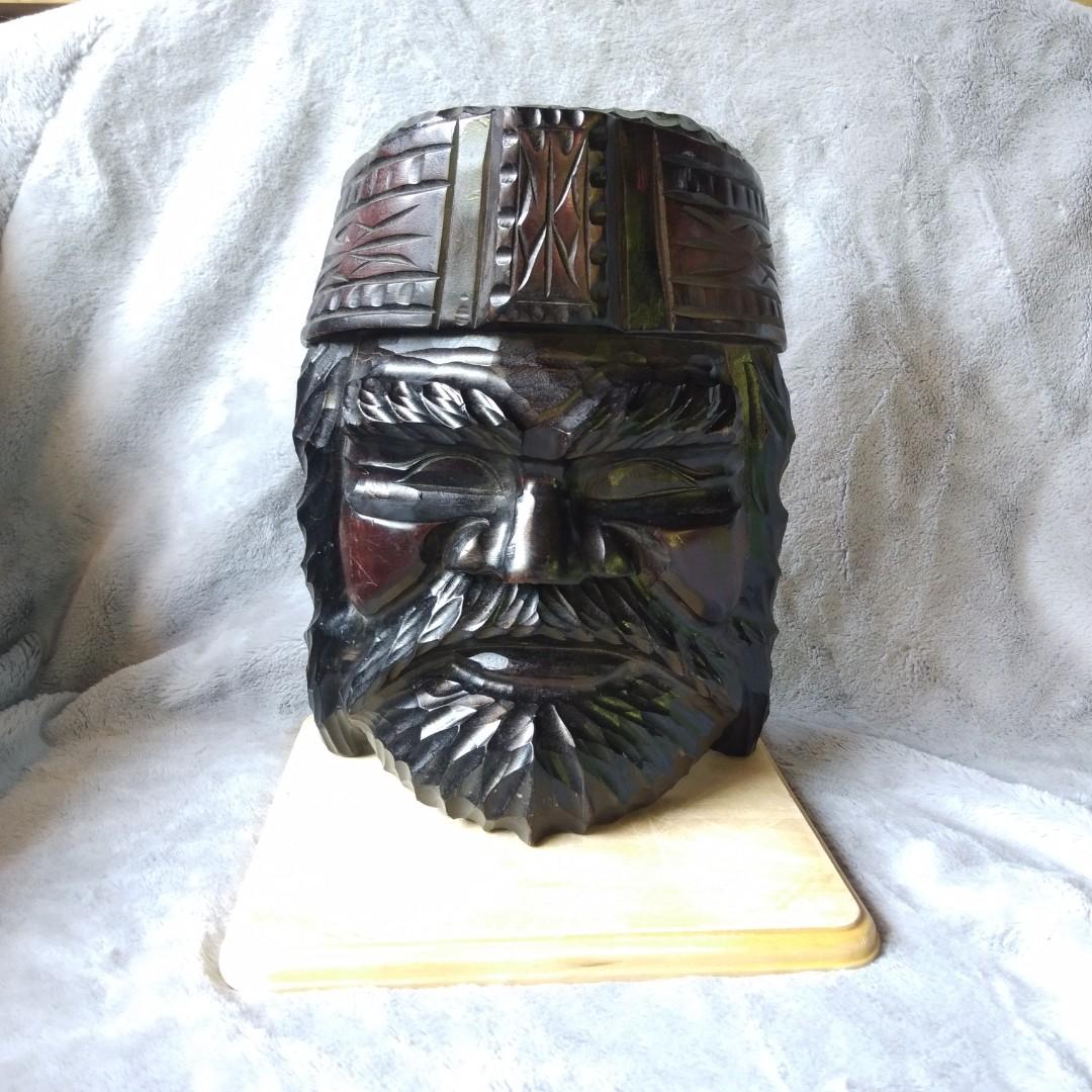 AINU (INDIGENOUS PEOPLE OF JAPAN) MASK - DECORATIVE WOOD CARVE DISPLAY ...