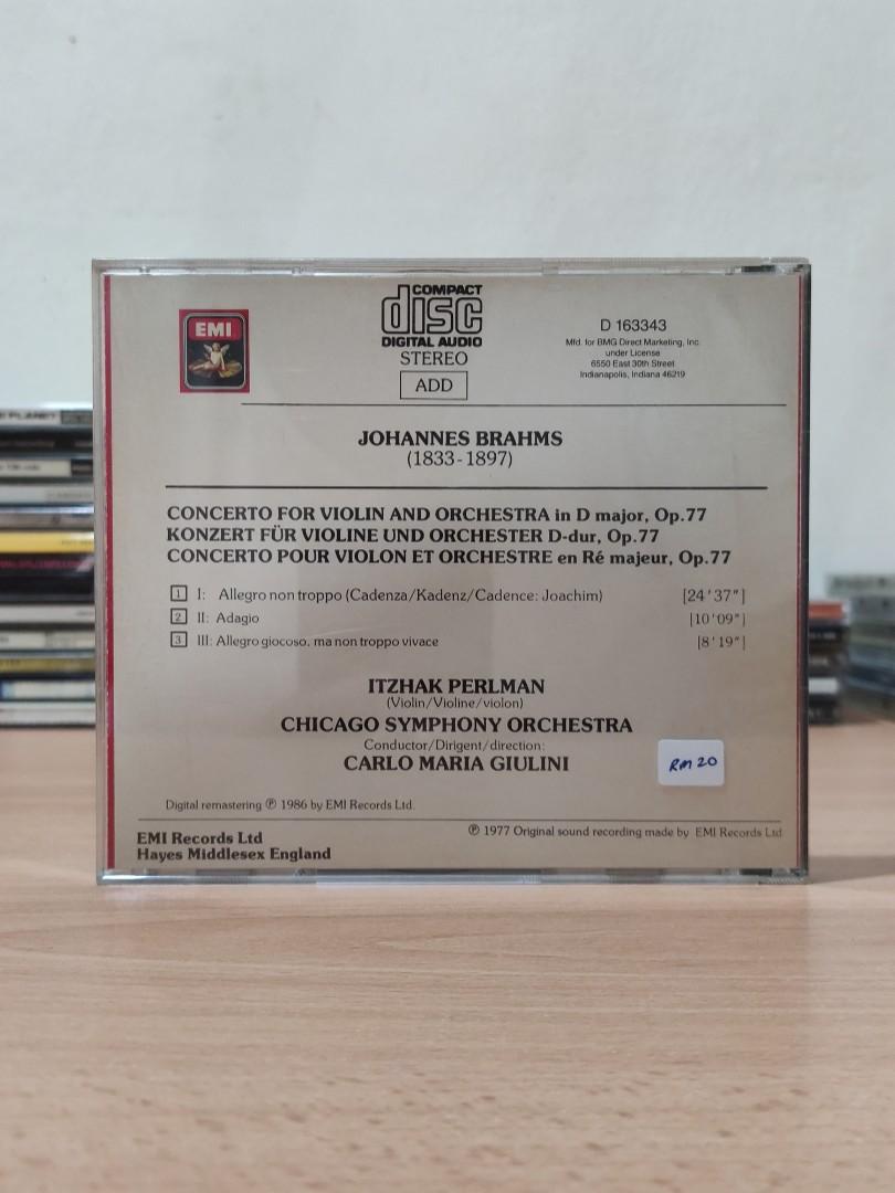 (CD) Brahms Violin Concerto Itzhak Perlman Chicago Symphony Orchestra Carlo Maria Giulini ...