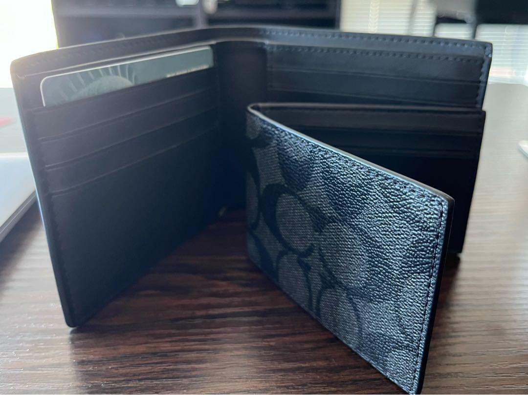 Coach men wallet Compact Id Wallet In Signature Canvas, Men's Fashion ...