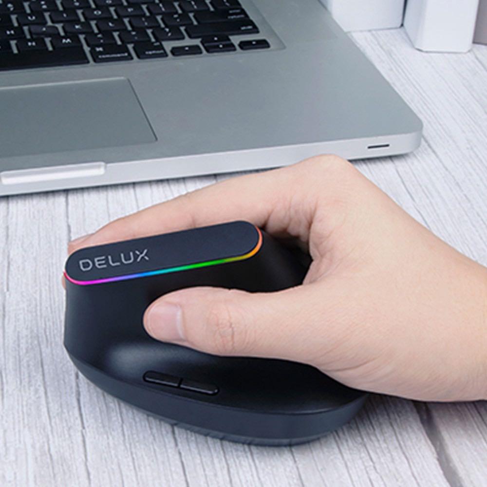 Delux M618DB Ergonomic Vertical Mouse Wireless 2.4GHz Bluetooth Rechargeable Build in Battery PC ...