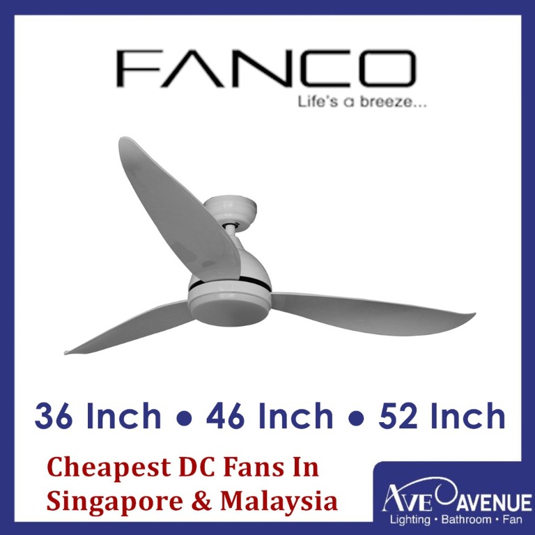 FANCO B-STAR DC Motor Ceiling Fan with 3 Tone LED Light Kit and Remote ...