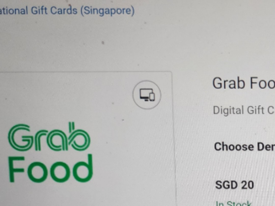 Grab food digital gift card at 15% off, Tickets & Vouchers, Vouchers on ...