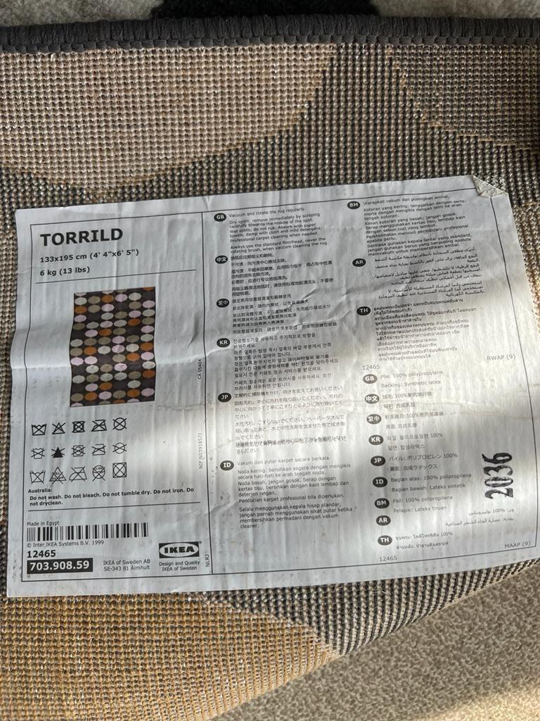 IKEA TORRILD LOW PILE RUG/CARPET, Furniture & Home Living, Home Decor ...