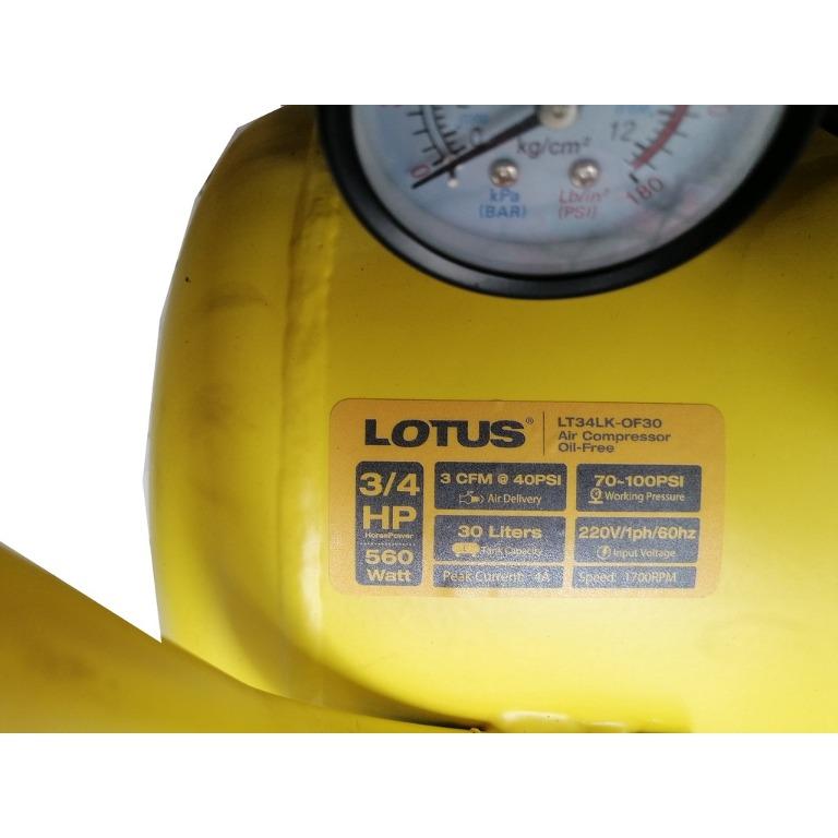 Lotus Air Compressor Oil-Free 3/4HP 30 Liters (LT34LK )-0F30 ...