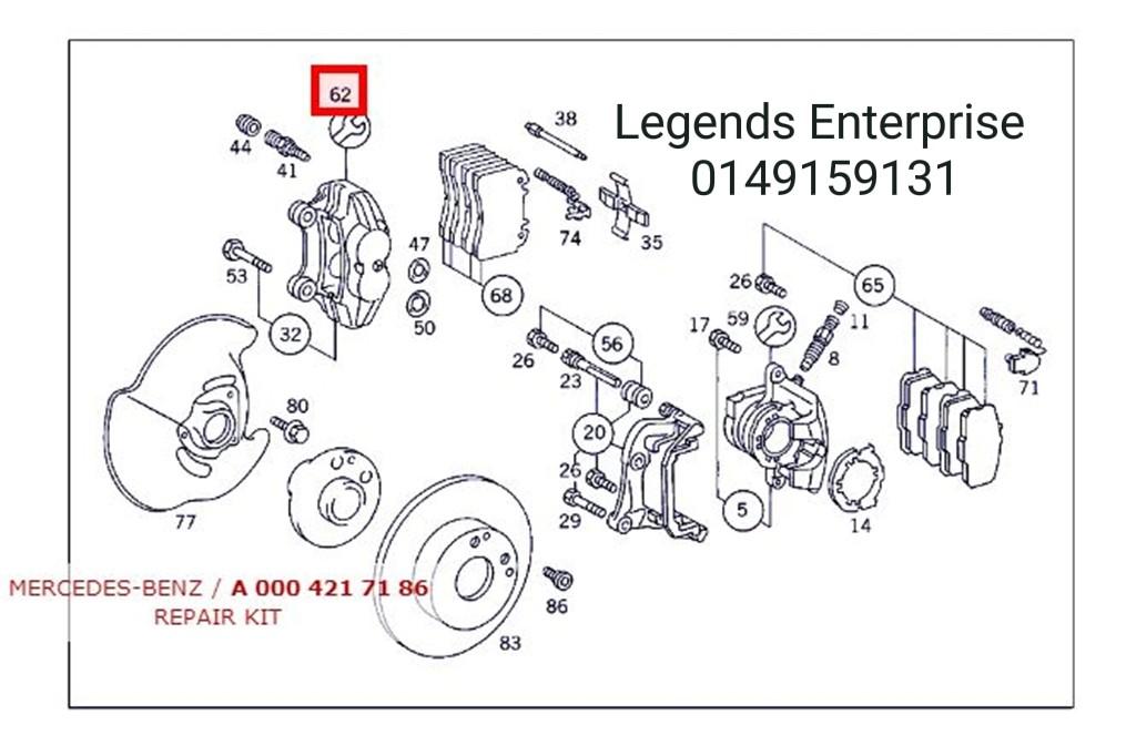 MERCEDES-BENZ Front Brake Caliper Repair Kit 0004208683 W140 W124 C124 ...