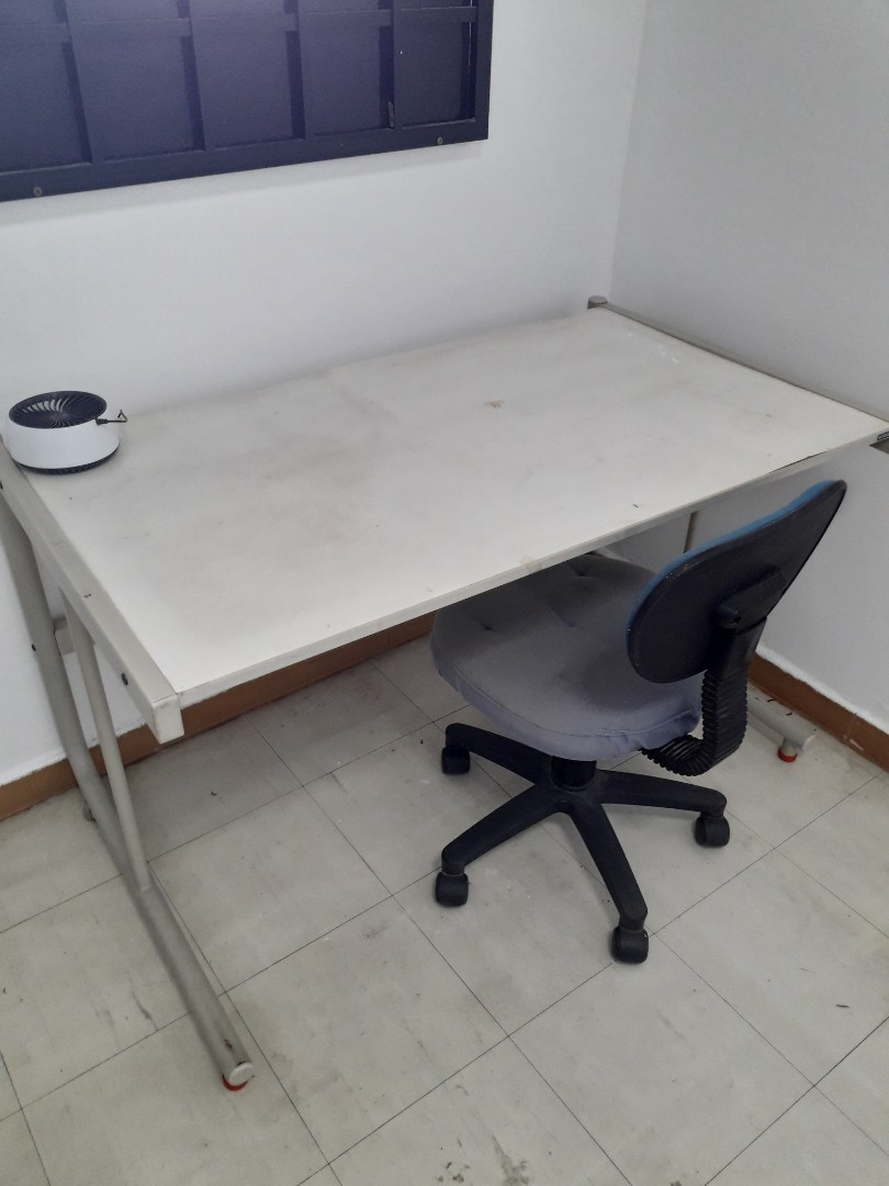 Metal Study table with chair, Furniture & Home Living, Furniture ...