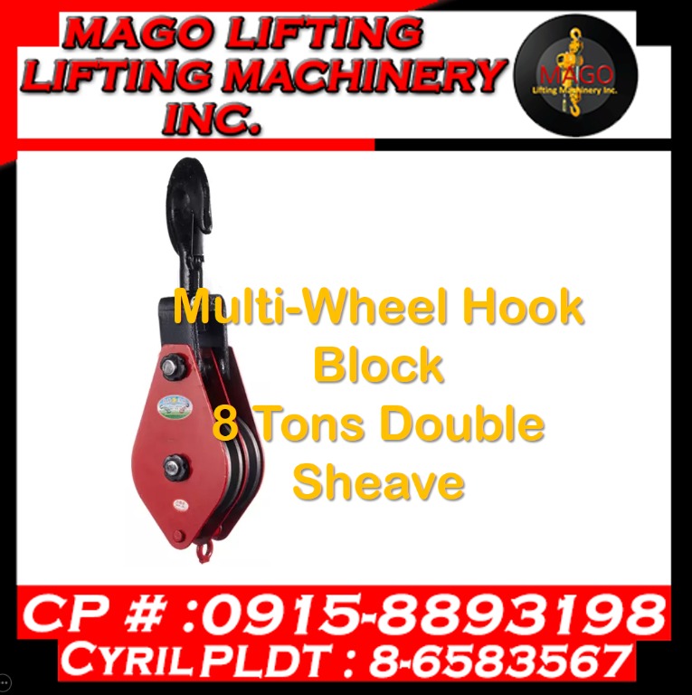 Multi-Wheel Hook Block 8 Tons Double Sheave, Commercial & Industrial ...