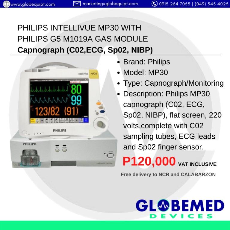 Philips Intellivue MP30 with Philips G5 M1019A Gas Module Capnograph ...