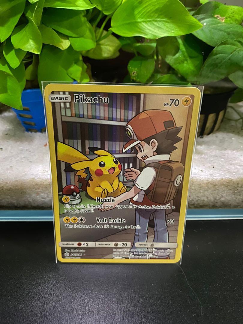 Pikachu (Red Art) SECRET RARE 241/236 Pokemon Cosmic Eclipse Holo ...