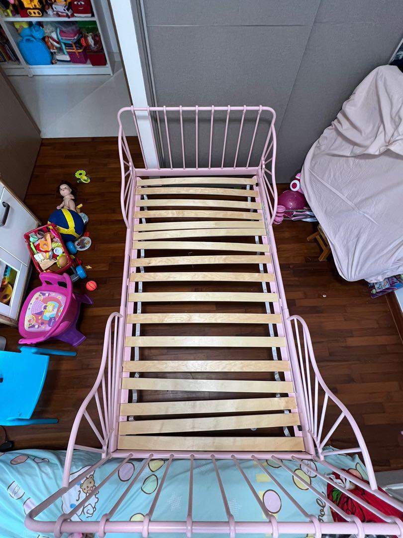 Pink Minnen extendable bed ikea, Babies & Kids, Baby Nursery & Kids ...