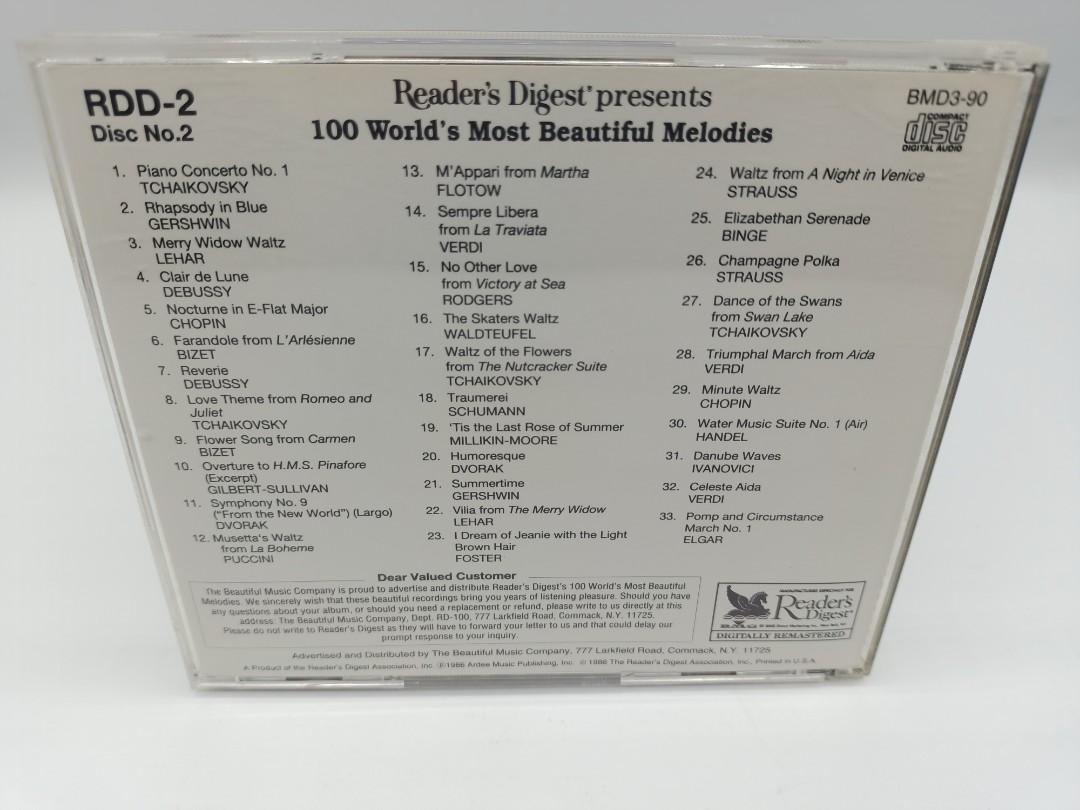 Reader's Digest /Three-Disc (100 World's Most Beautiful Melodies )1986 ... Reader's Digest /Three-Disc (100 World's Most Beautiful Melodies )1986 ...