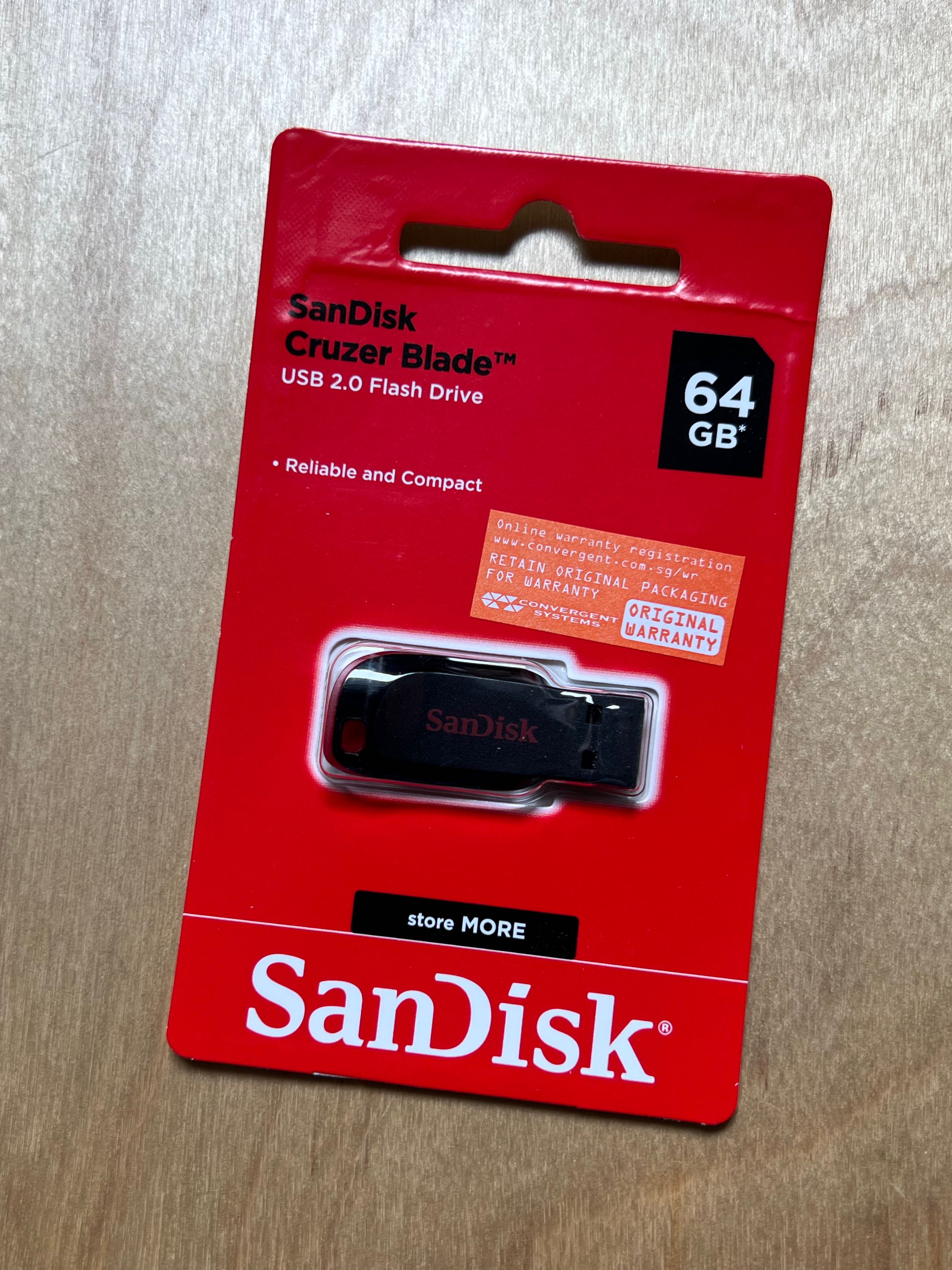 SanDisk Cruzer Blade 64GB/ USB 2.0 Flash Drive, Computers & Tech, Parts ...