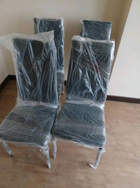 Set of 4 PVC Dining Chairs with Metal Leg, Furniture & Home Living ...