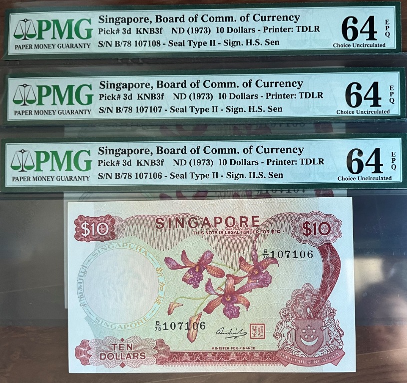 Singapore Orchid $10 PMG 64 (1973 - HSS With Seal), Hobbies & Toys ...