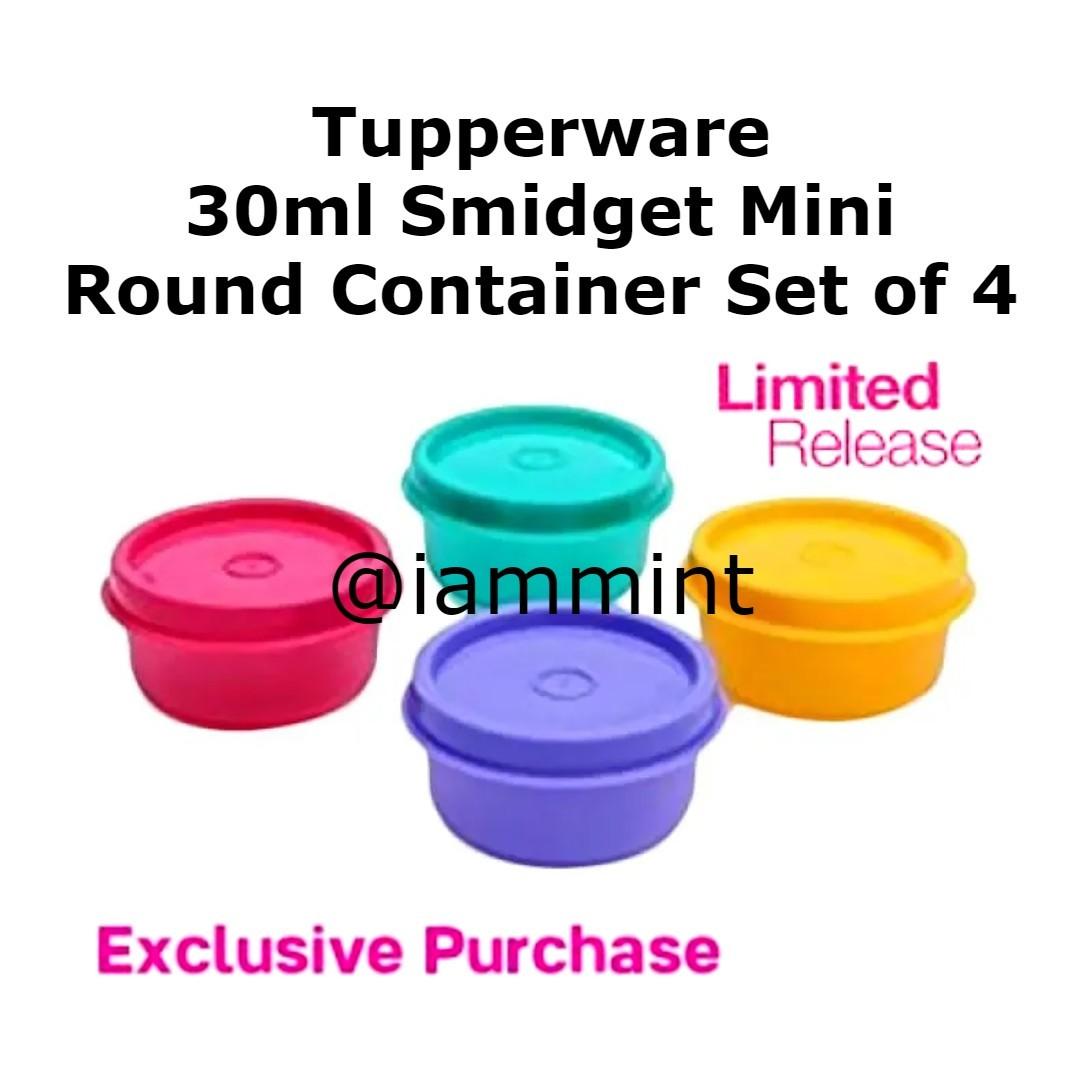Tupperware 30 ml Mini Smidget Round Container Set of 4, Furniture ...