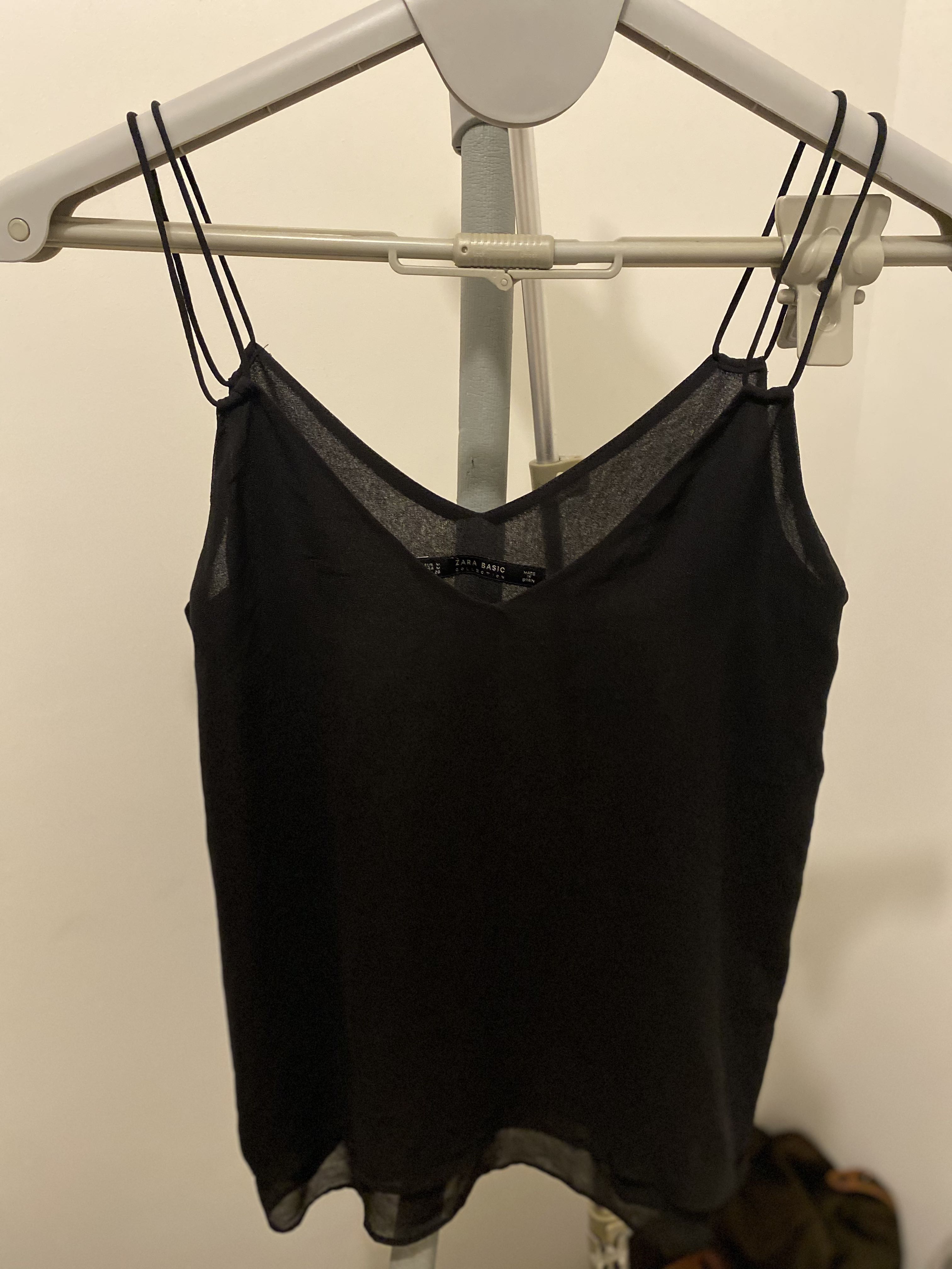 Zara Black Strappy Top, Women's Fashion, Tops, Sleeveless on Carousell