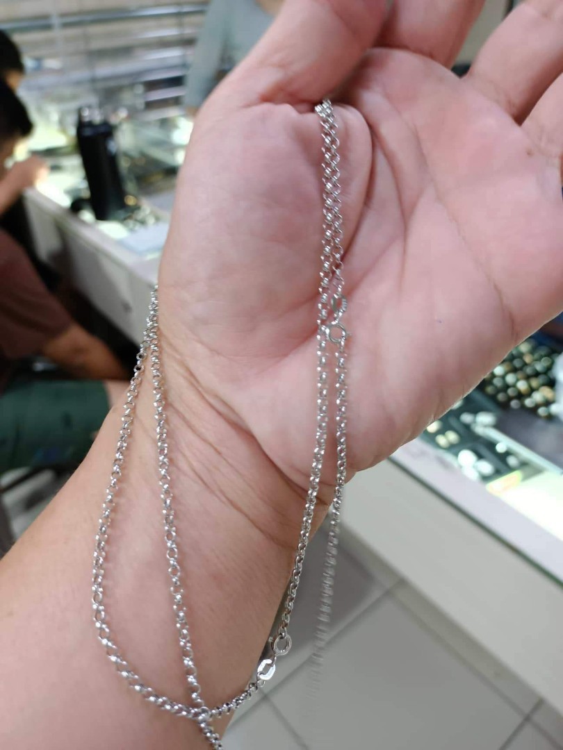 18K Saudi White Gold Tauco Chain, Women's Fashion, Jewelry & Organizers ...