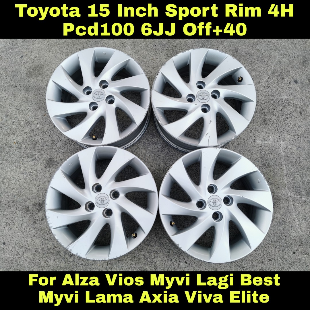 Alza Myvi Axia Vios Viva Ori Toyota Sport Rim 15 Inch 4H Pcd100 6JJ ...