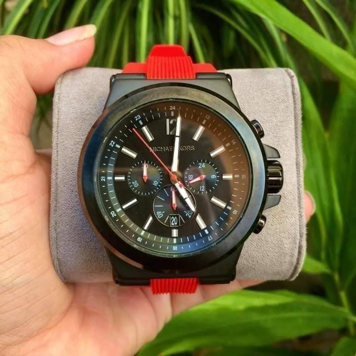 Authentic MK Red Rubber strap Watch, Men's Fashion, Watches ...