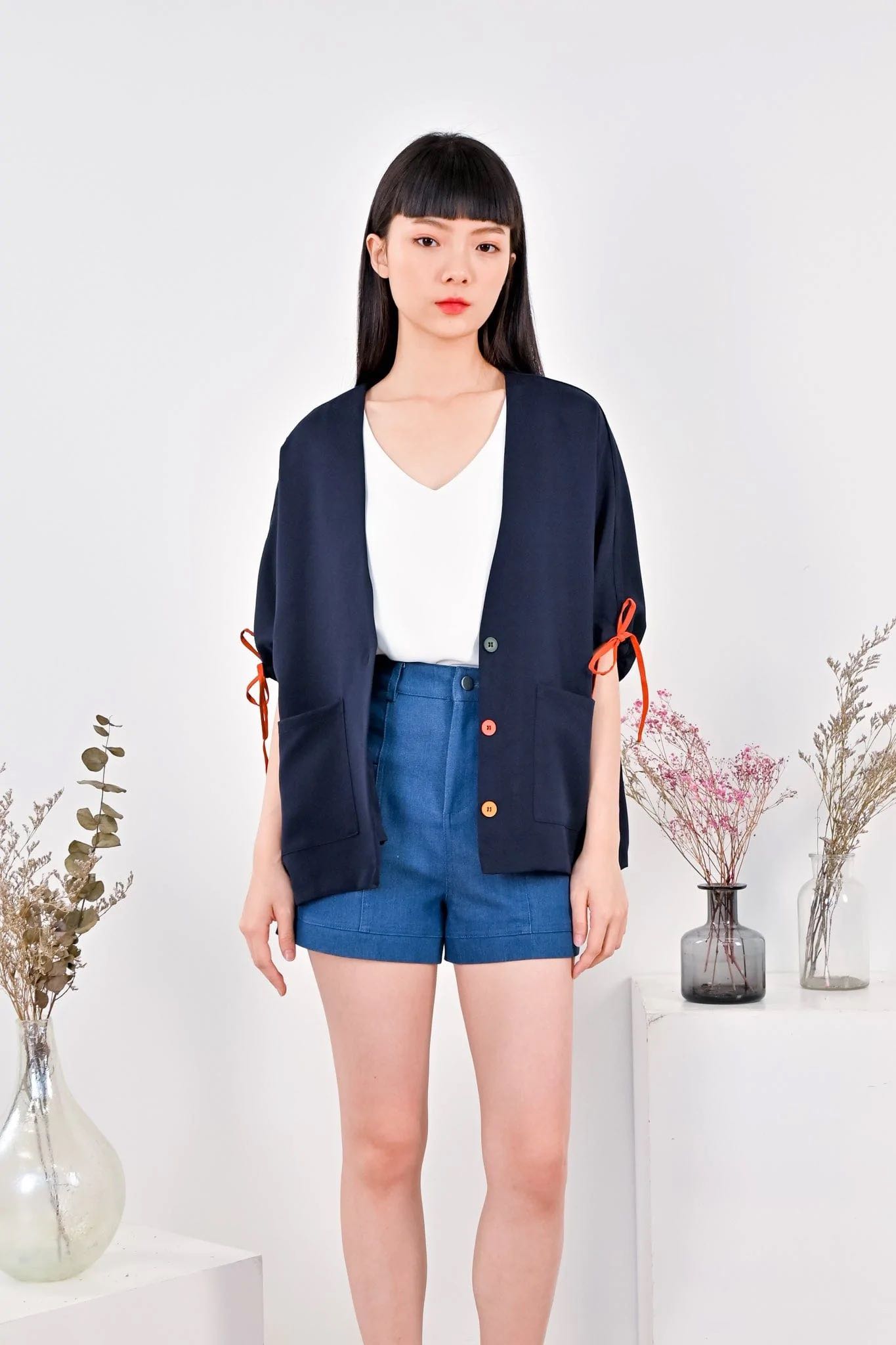 BNWT All Would Envy AWE PEGGY BUTTON KIMONO IN NAVY, Women's Fashion ...