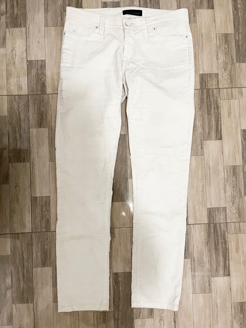 Calvin Klein White Jeans, Women's Fashion, Bottoms, Jeans on Carousell