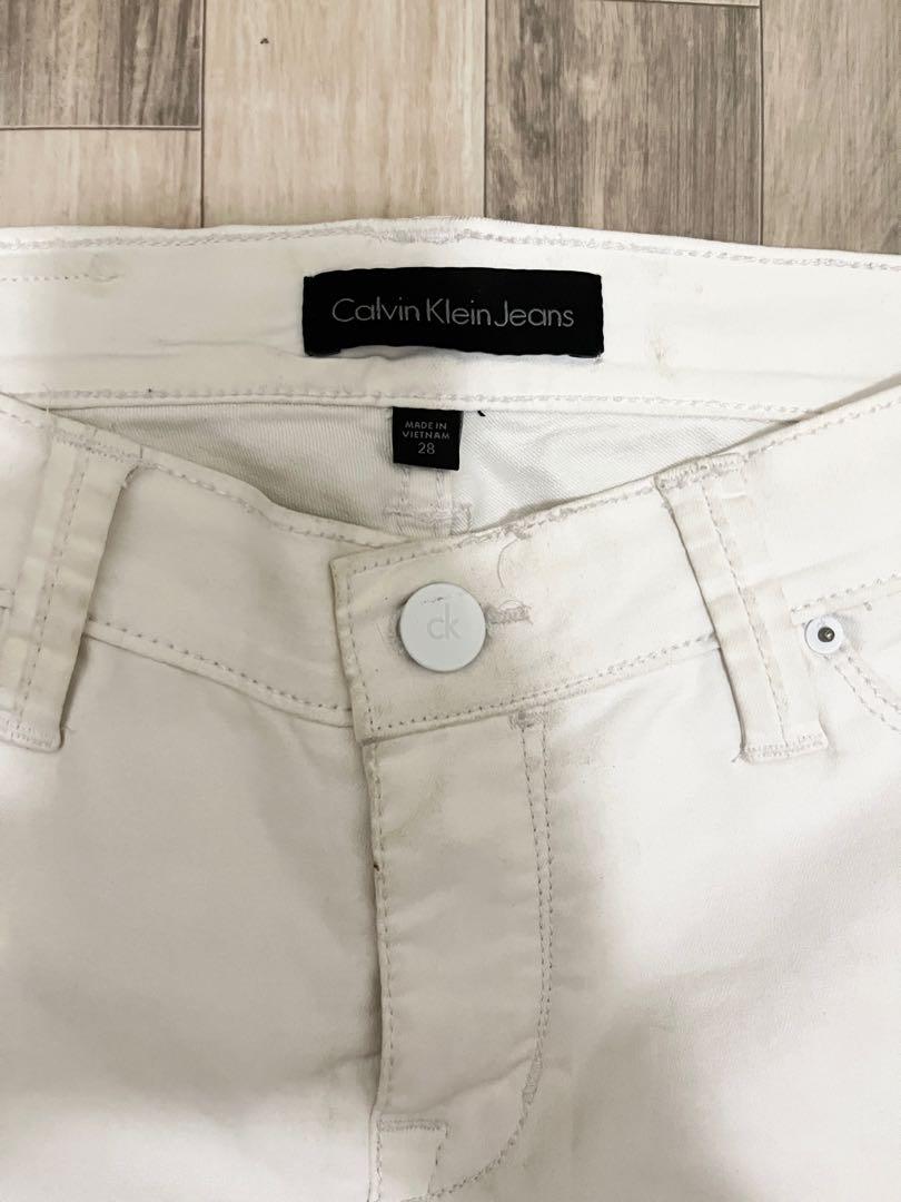 Calvin Klein White Jeans, Women's Fashion, Bottoms, Jeans on Carousell
