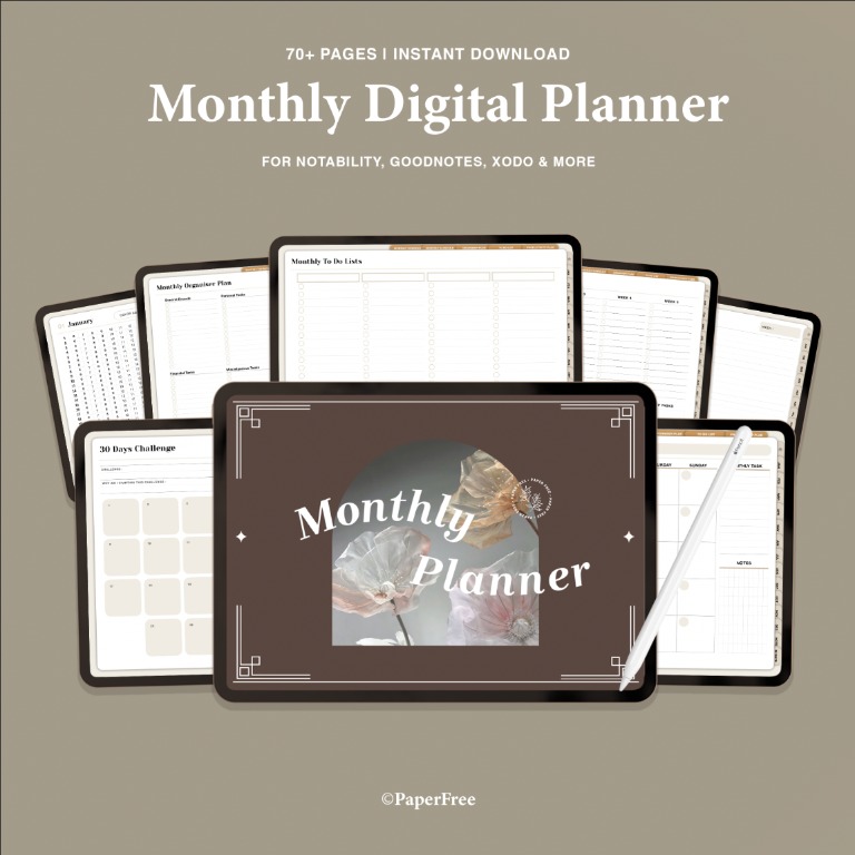 Digital Monthly Planner / PDF Digital Planner / GoodNotes / Notability ...