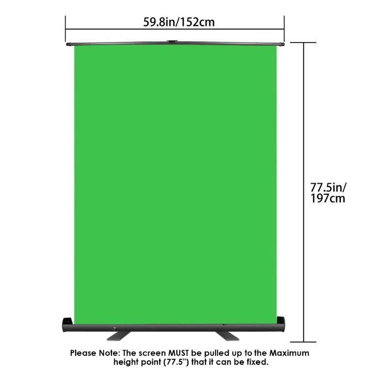 eDSLRs Pull Up Green Screen Backdrop Collapsible Chromakey Background ...