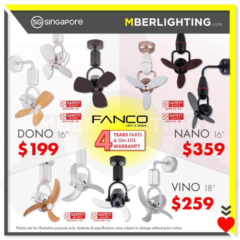 FANCO Corner Fans: DONO 16inch / Vino 18inch / Nano 16inch, Furniture ...