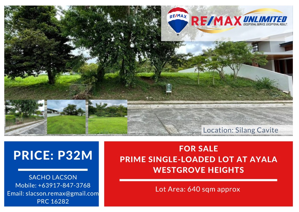 FOR SALE: Prime Single-loaded Lot at Ayala Westgrove Heights, Property ...