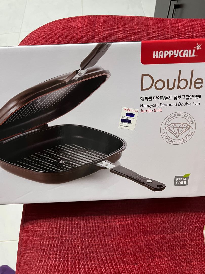 Happycall Diamond Double Pan Jumbo Grill, Furniture & Home Living ...