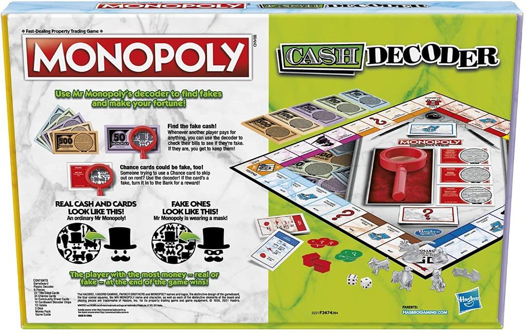 Hasbro Monopoly Cash Decoder Board Game For Families and Kids Ages 8 ...