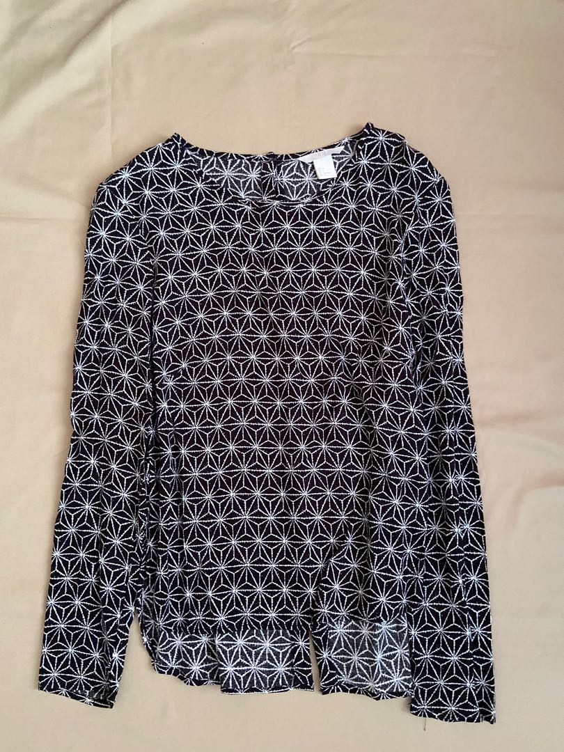 H&M sheer office blouse, Women's Fashion, Tops, Blouses on Carousell