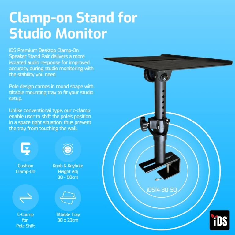 [iDS] Desktop Clamp-On Studio Monitor Stand Speaker Stand - Set of 2 ...