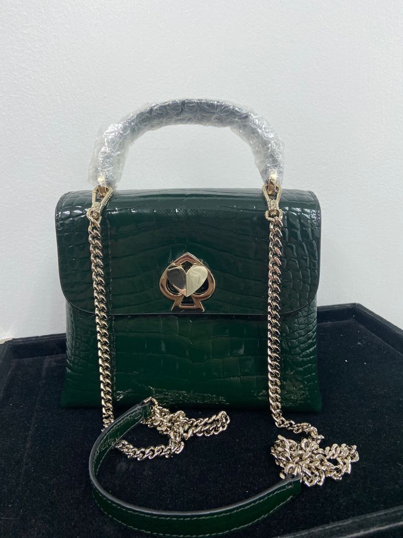 KATE SPADE Romy Green Croc-embossed Mini Satchel Bag, Luxury, Bags ...