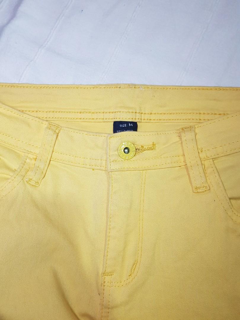 FREE Low waist jeans (pastel yellow color), Women's Fashion, Bottoms ...