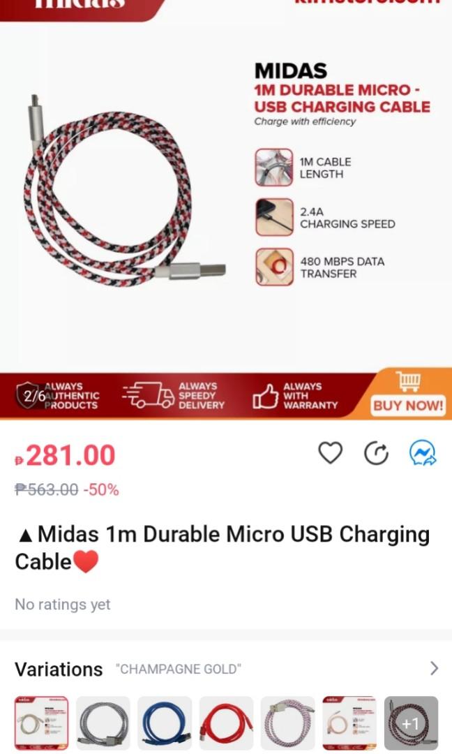 Midas charging cable, Mobile Phones & Gadgets, Mobile & Gadget ...