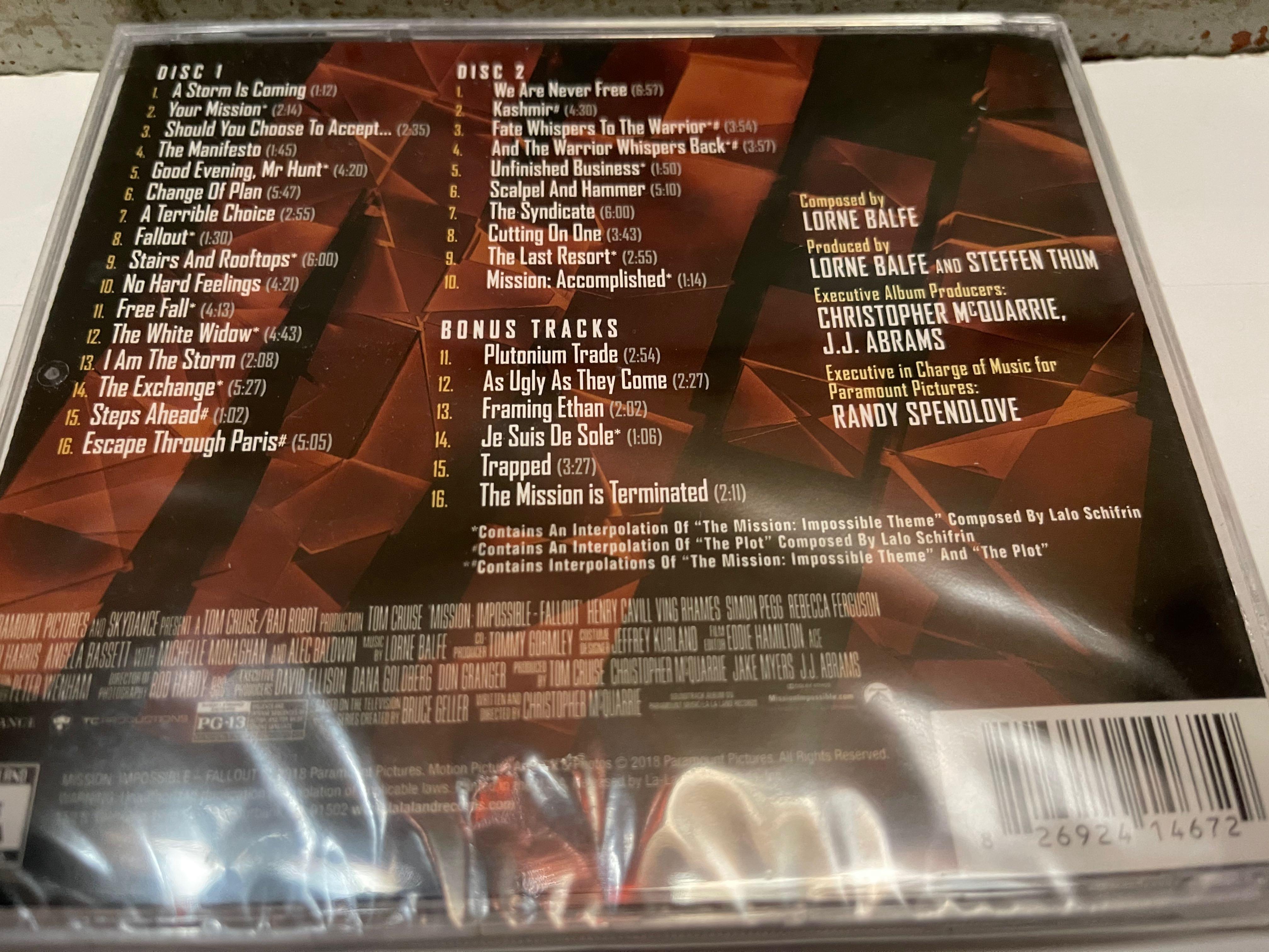 Mission Impossible:Fallout OST(2CD), 興趣及遊戲, 音樂樂器 & 配件, 音樂與媒體 - CD 及 DVD ...