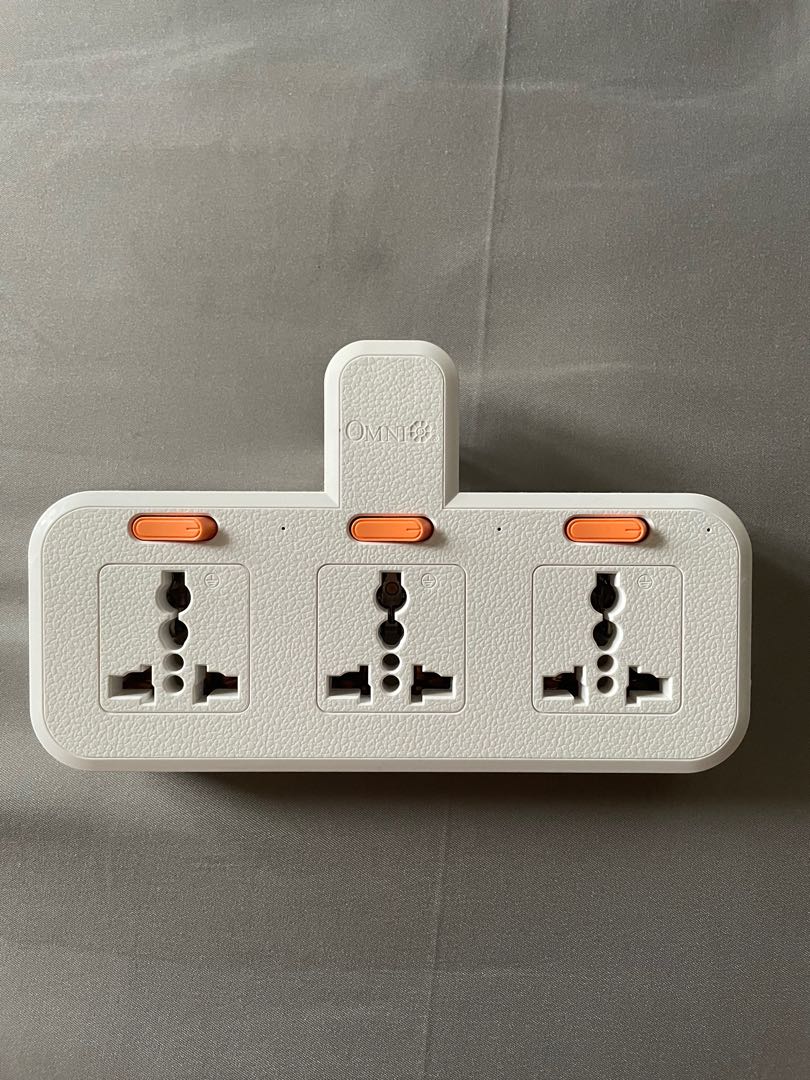 OMNI 3-Gang Wall Universal Adaptor 10A with Individual Switch and Power ...