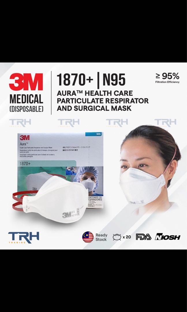 [ORIGINAL] 3M 1870+ AURA N95 RESPIRATOR, SIRIM, NIOSH AND DOSH APPROVED ...