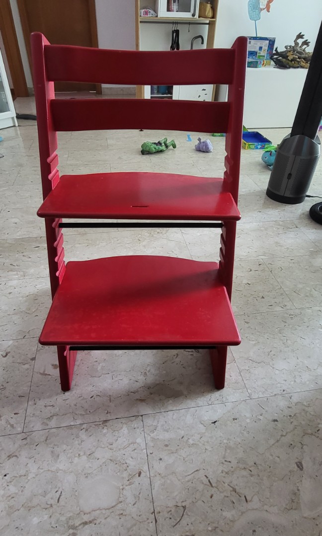 ORIGINAL Stokke Trip Trap in red, Babies & Kids, Nursing & Feeding ...