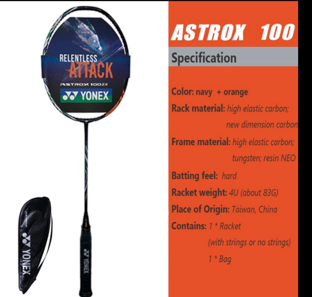 (ORIGINAL) Yonex Astrox 100zz Badminton Racket Carbon Offensive Badminton Racket, Sports ...
